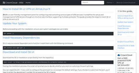 Crowncloud Wiki How To Install 3x Ui Vpn On Almalinux 9