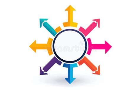 Colorful Flat Style Illustration Of Arrows Pointing In Multiple Directions With A Central Circle