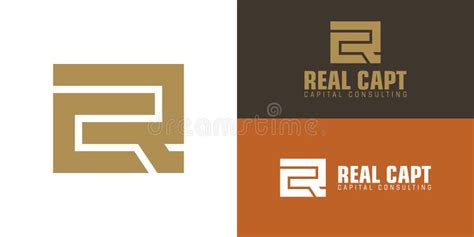 Abstract Initial Letter R And C Logo In Gold Color Isolated In Black