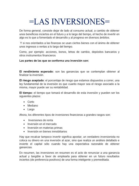 Inversiones Contabilidad Bancara Pdf Inversiones Compartir