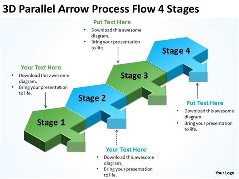 Sample Business Powerpoint Presentations Parallel Arrow Process Flow 4 Stages Templates