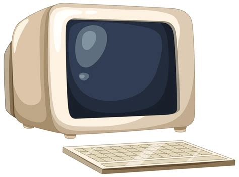 Premium Vector Retro Computer With Keyboard Illustration