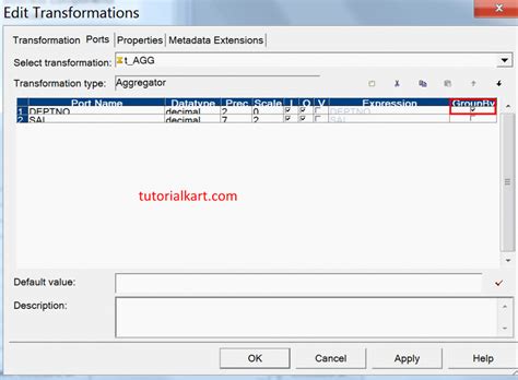 Informatica Transformations Create Aggregator Transformation