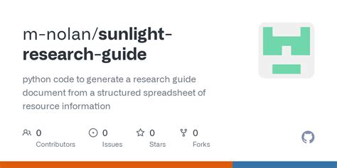 Github M Nolan Sunlight Research Guide Python Code To Generate A Research Guide Document From