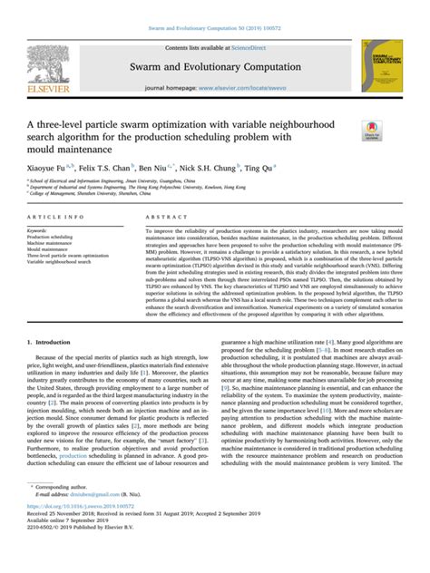 Fu 2019 Pdf Metaheuristic Scheduling Production Processes