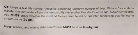 Solved Q Given A Text File Named Intest Txt Containing Chegg