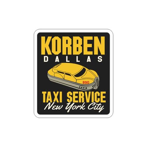 Korben Dallas Taxi Fifth Element Retro Movie Sci Fi T Sticker Die
