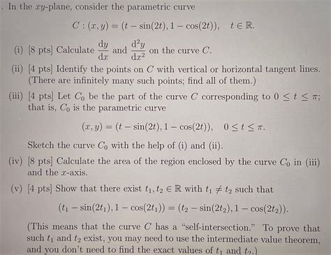 Solved In The Xy Plane Consider The Parametric Chegg
