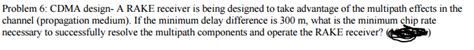 Solved Cdma Design A Rake Receiver Is Being Designed To