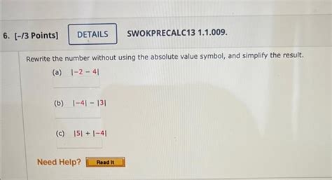 Solved Rewrite The Number Without Using The Absolute Value