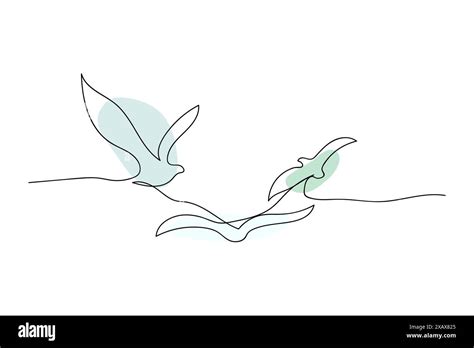 Sea Gull Bird Hand Drawn Lineart Continuous Line Drawing Single Line Drawing For Summer Stock