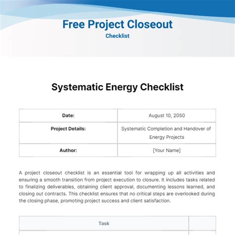 Free Project Closeout Checklist Template To Edit Online