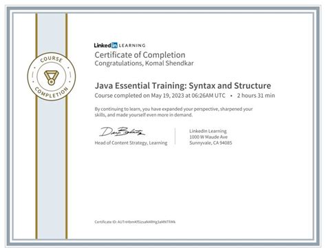 komal shendkar on linkedin certificate of completion