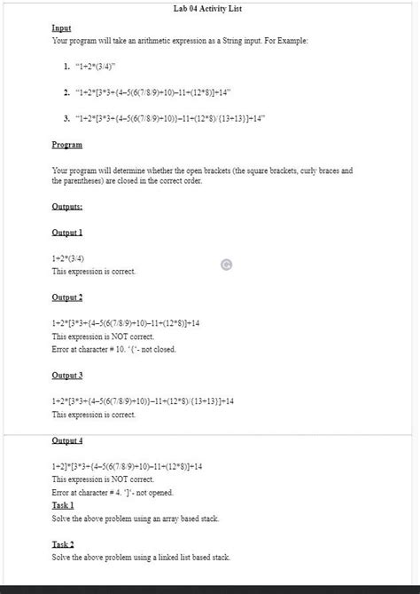 Solved Input Your Program Will Take An Arithmetic Expression Chegg