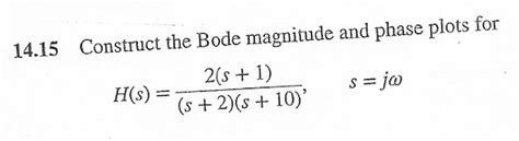 Solved Construct The Bode Magnitude And Phase Plots For H S Chegg