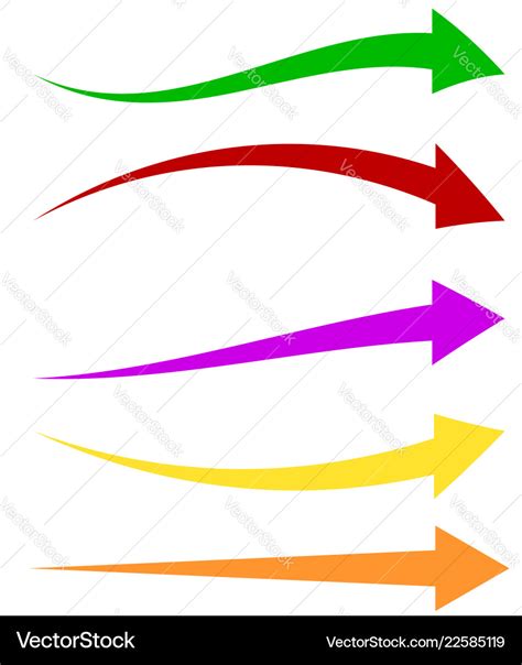 Set Of Colorful Arrow Shapes Long Horizontal Vector Image