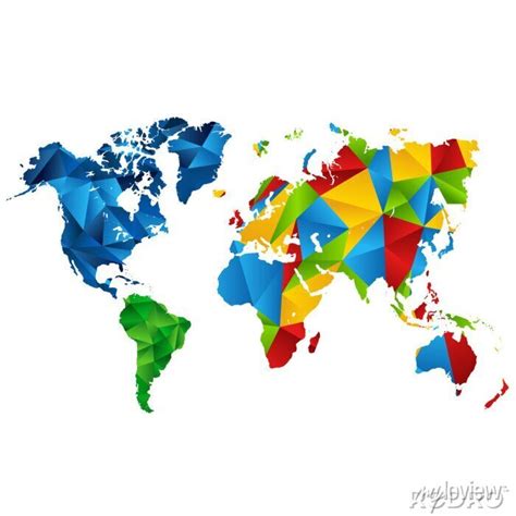 Colorful World Map Polygon Illustration Posters For The Wall • Posters Isolated Three