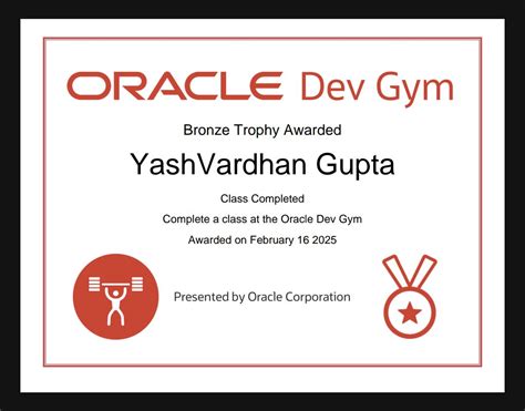 Oracle Database Devgym Professionaldevelopment Bronzetrophy Sql