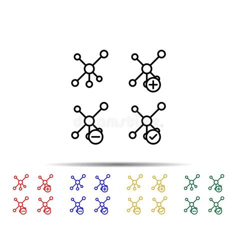 Molecules Plus Check Minus Sign Multi Color Style Icon Simple Thin