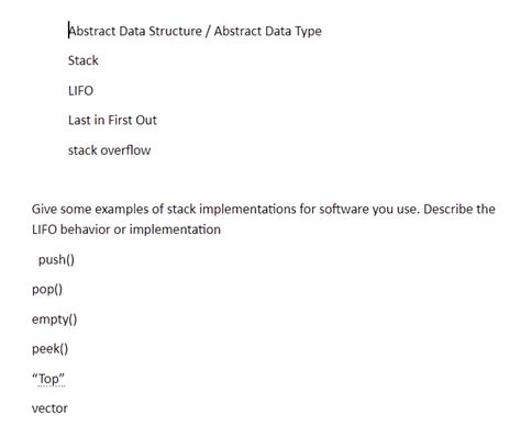 Solved Abstract Data Structure Abstract Data Type Stack Chegg Com