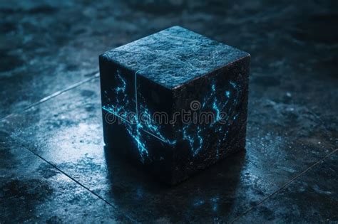 Mysterious Glowing Cube On Dark Surface Stock Illustration Illustration Of Design Moody