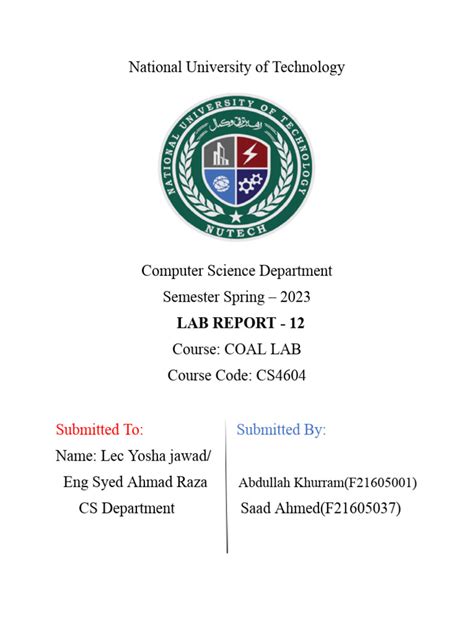 Abdullah Khurram Coal Lab 12 Pdf Software Development Computer
