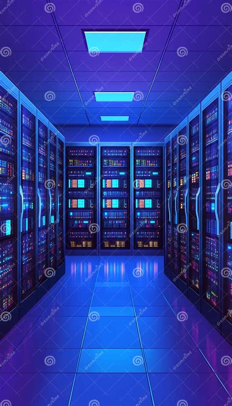 Modern Server Room Environment In Data Center Network Technology Background Cloud Computing