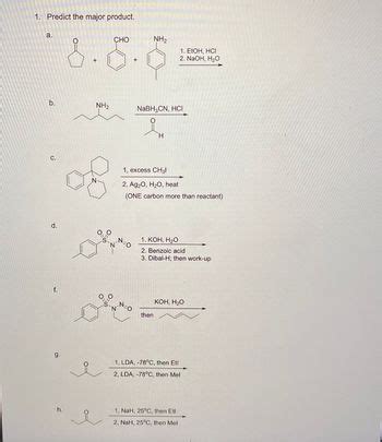 Answered: 1. Predict the major product. a. b. C. CHO NH₂ + + 1. EtOH, HCI 2. NaOH, H₂O NH2 ...