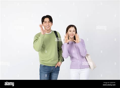 Job Interview Asian Korean Young Woman And Man Introducing Each Other