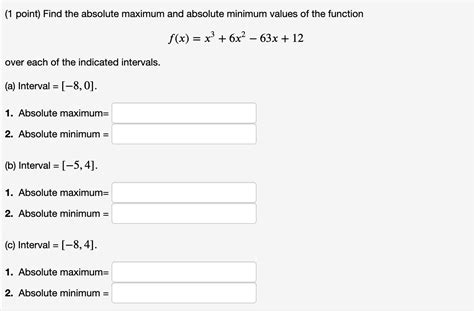 solved 1 ﻿point ﻿find the absolute maximum and absolute