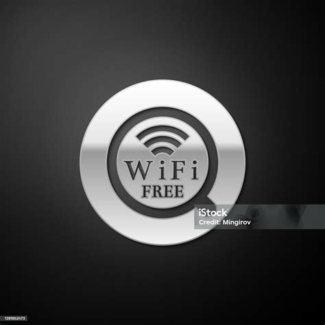 검은 색 배경에 고립 된 무료 와이파이 존 아이콘이있는 커피 숍의 실버 컵 인터넷 연결 플래카드 긴 그림자 스타일 벡터 개념에 대한 스톡 벡터 아트 및 기타 이미지 Istock
