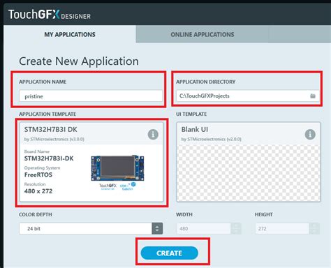 Stm32h7b3i Create A Touchgfx Project With Support For The Designer