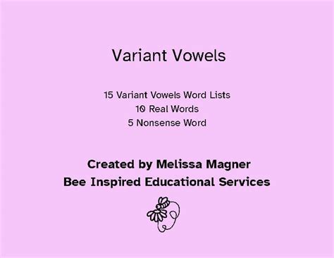 Progress Monitoring Variant Vowels 15 Word Lists Tpt