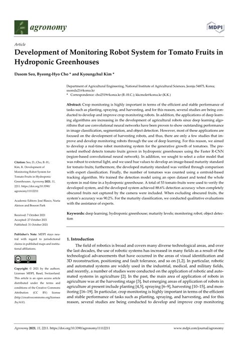Pdf Development Of Monitoring Robot System For Tomato Fruits In Hydroponic Greenhouses