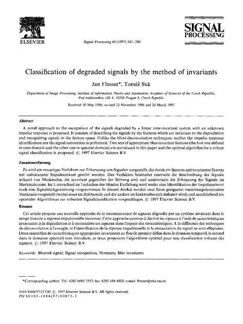 pdf classification of degraded signals by the method of invariants
