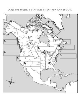 Map Of The United States And Canada Physical Features Labeled