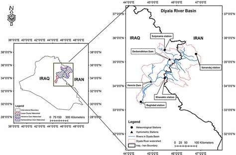 diyala river basin and locations of meteorological stations