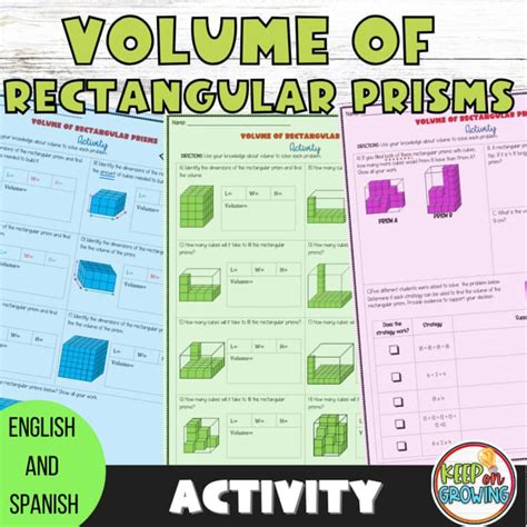 Volume Of Rectangular Prisms With Unit Cubes By Keep On Growing Tpt