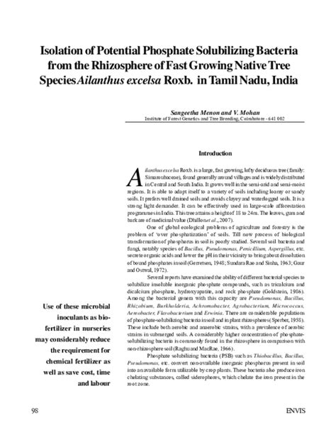 Pdf Isolation Of Potential Phosphate Solubilizing Bacteria From The Rhizosphere Of Fast