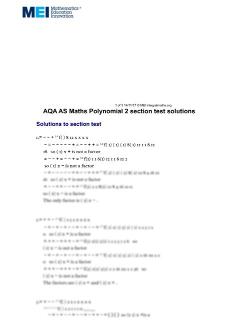 Solution Aqa A Level Maths Dividing And Factorising Polynomials Exam