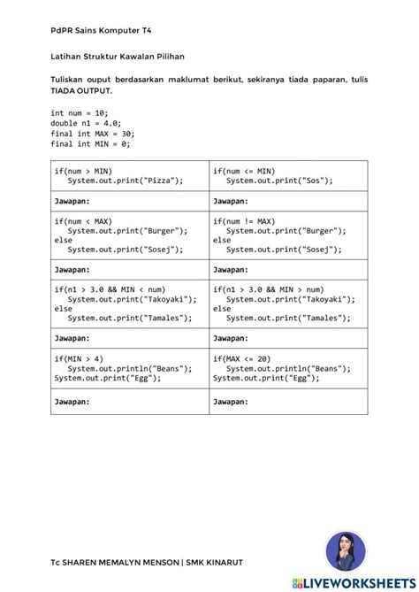 Latihan Java Worksheet Live Worksheets