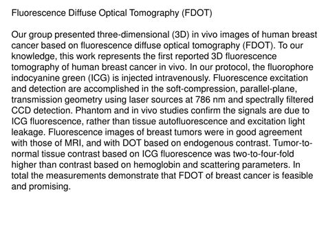 Ppt Fluorescence Diffuse Optical Tomography Fdot Powerpoint Presentation Id6796191