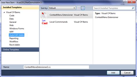 Implement Contextmenuextension Using Autocad Net Addin Wizard