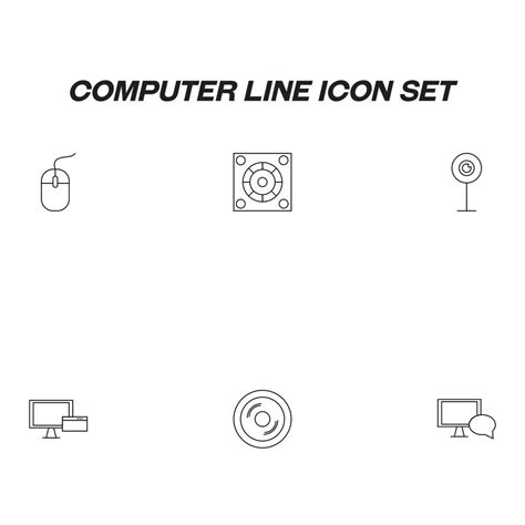 Computer Line Icon Set Drawed With Thin Line Vector Outline Symbols Of System Block Computer