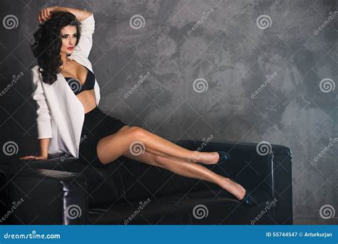 Seductive Brunette Posing In Studio Stock Image Image Of Dark Glamour
