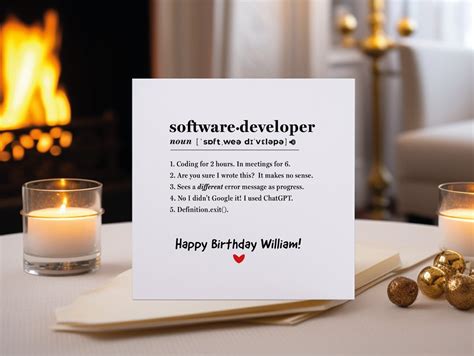 Software Developer Birthday Card Coder IT Engineer Computer Etsy