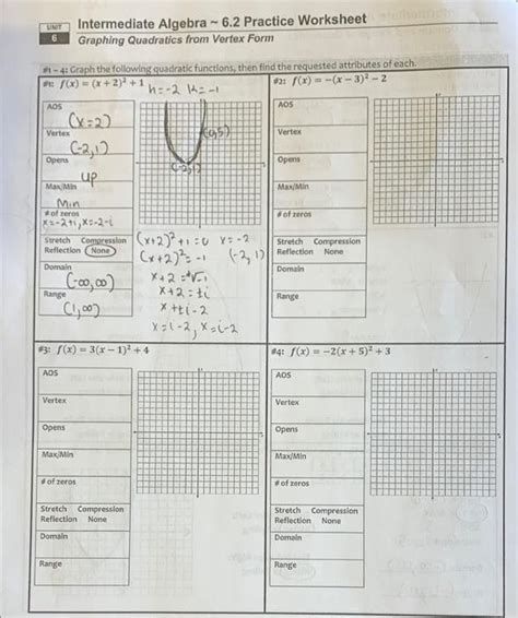 Solved UNIT 6 Intermediate Algebra 6 2 Practice Worksheet Worksheets Library