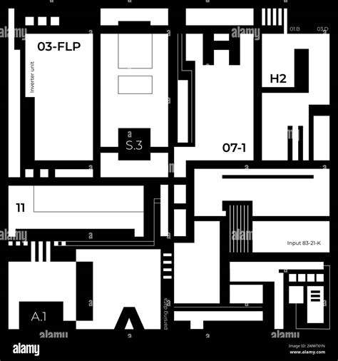 Abstract Block Diagram Of A Microchip Squared Shaped Design For