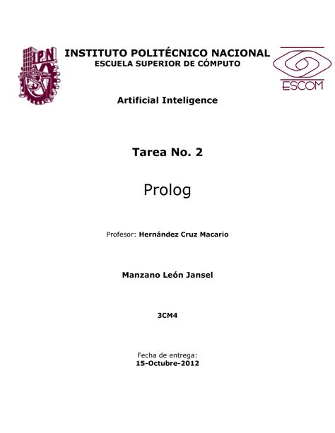 Idoc Programacion Instituto Polit Nacional Escuela Superior De Cmputo Artificial