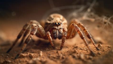 Premium Photo Hairy Spider Crawling On Yellow Ant Leg Generated By Ai